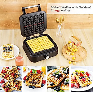 FELAYZA Aluminum Waffle Maker, 1500W Belgian Waffle Maker with Adjustable Temperature Control, Non-Stick Mini Waffle Easy Clean up Waflera Electrica with Cool Touch Handle(GLOSSY)