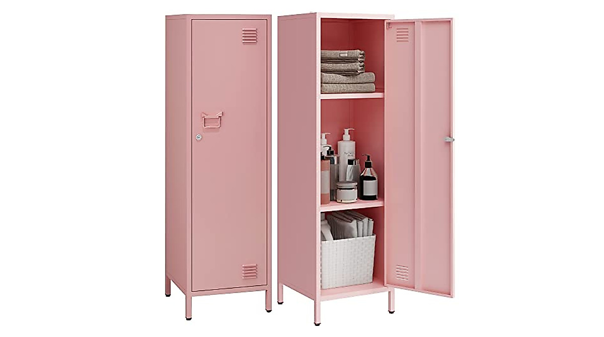 MIOCASA Pink Metal Locker Cabinet - Secure Storage Solution