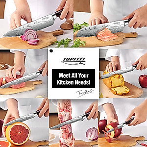 Professional Kitchen Chef Knife Set 7 PCS, 3.5-8 Inch Set Kitchen Knives with Sheath High Carbon Stainless Steel Ultra Sharp Japanese Knives Set for Kitchen with Ergonomic Wood Handle and Gift Box