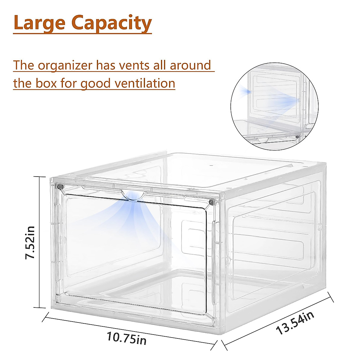 SANKEU Storage Bins with Lids，3pcs×19.5 Qt Plastic Storage Containers with Magnetic Door, Stackable Clear Storage Box for Closet Organizers and Storage,Office Organizing