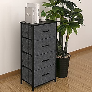 AZL1 Life Concept 4 Drawers Fabric Dresser Storage Tower, Organizer Unit for Bedroom, Closet, Entryway, Hallway - Dark Grey