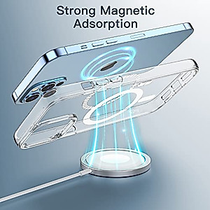 JETech Magnetic Case for iPhone 12 Pro Max 6.7-Inch Compatible with MagSafe Wireless Charging, Shockproof Phone Bumper Cover, Anti-Scratch Clear Back (Clear)