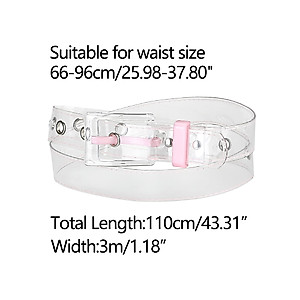 Allegra K Womens Grommet Clear Waist Belt Plus Size Plastic Waist Belts for Jeans Dresses 66-96cm/25.98-37.80" Pink