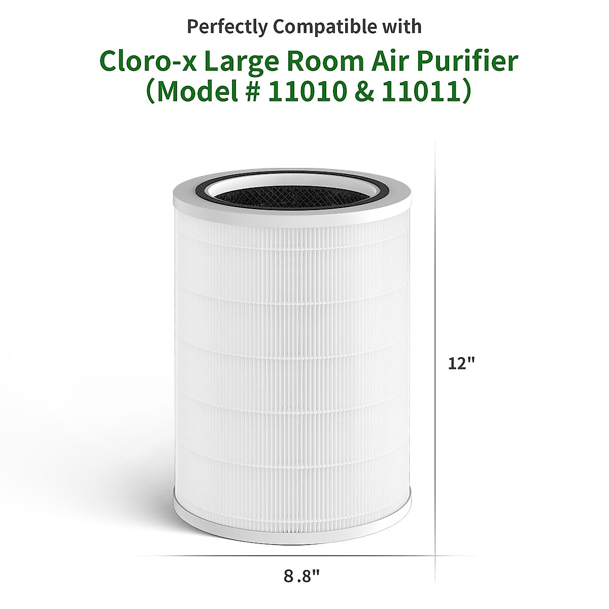 GoKBNY 1-Pack HEPA Replacement Filter Compatible with Clorox Large Room Purifier, Model # 11010 & 11011, 1,500 Sq. Ft. Capacity（12010）
