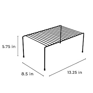 Smart Design Classic Storage Shelf – Medium (8.5 x 13.25 in.), Black – Steel Pantry Organizer with Rust-Resistant Finish and Non-Slip Feet for Easy Home Organization and Storage