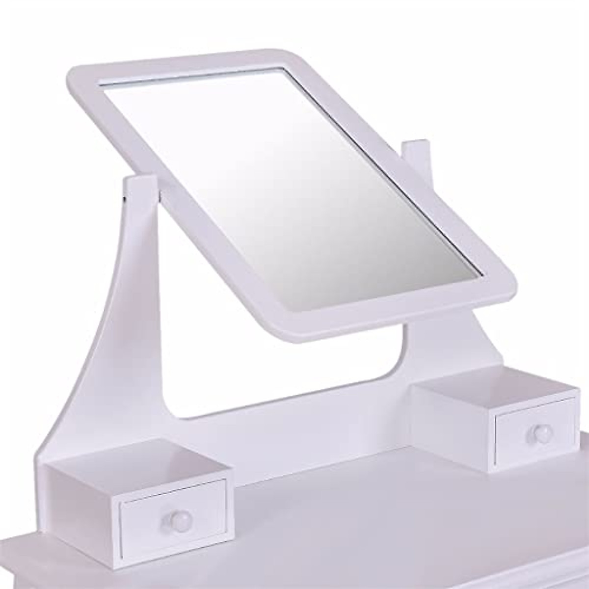 SDGH White Makeup Dresser Dresser Desk Chair Set with Square and 3 Drawer Dresser Dresser