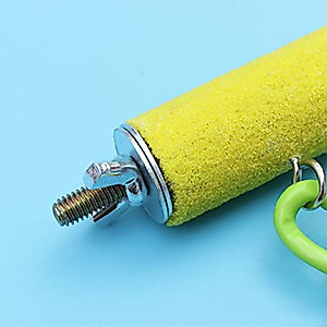 POPETPOP Bird Perch Nail File-2 Pcs Parrot Perches Bird Stand Hanging Bird Perch with Colorful Bells for Small Medium Birds Cockatiel Parakeet Conure Cage Accessory