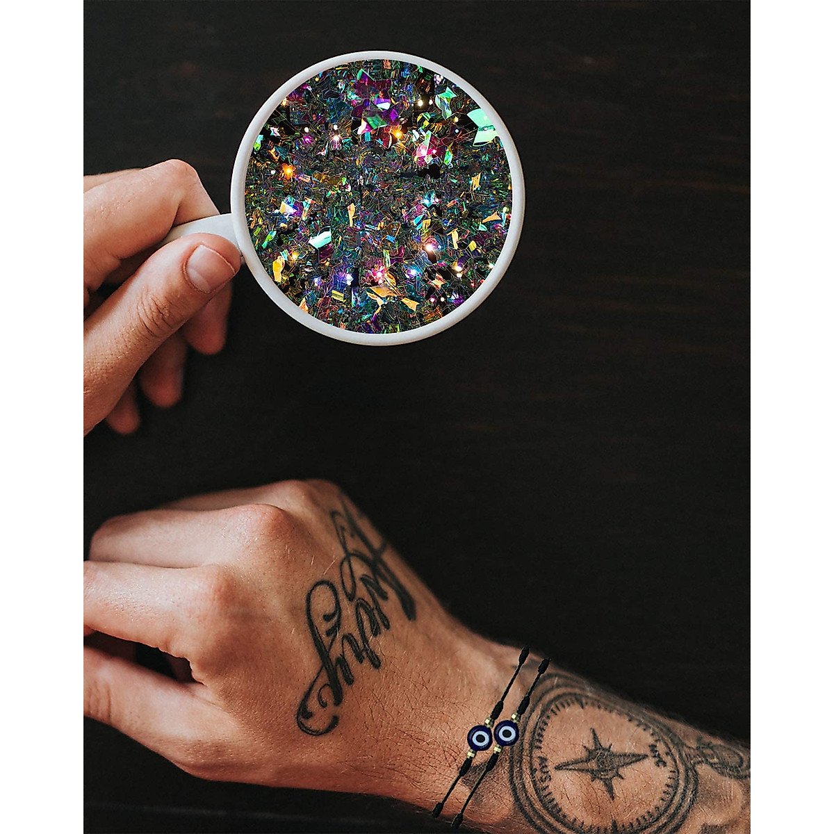 VIUJUH Evil Eye 7 Knot Bracelet with Hand Painted Evil Eye on a Hand Woven Adjustable Bracelet String Amulet for Women Men Little Boys & Girls (Black)