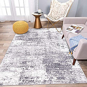 Rugshop Distressed Abstract Area Rug 5' x 7' Gray