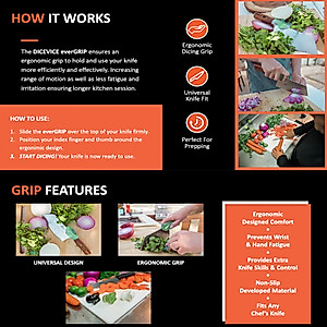 everGRIP Knife Handle Grip for Chef's or Kitchen Knives - Universal Non-Slip Ergonomic Design - Dishwasher Safe - Kitchen Essentials and Accessories 2.6"