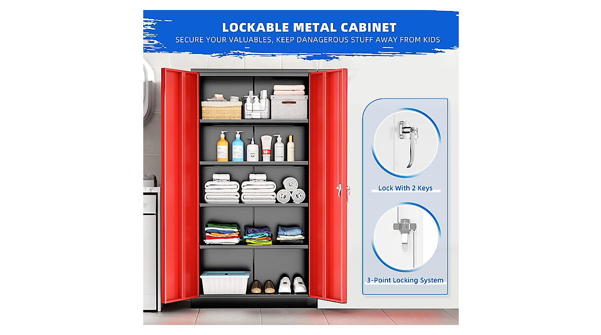 Pataku 72-Inch Metal Storage Cabinet for Garage and Home