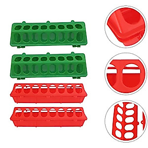 iplusmile 12pcs Small Water Waste, Duck Household Manger Pig Feeding Green for Birds Trough Red Garden Feeder, Compartment Cage Drinking Dish Chicken Slot Multihole, Dispenser Parrot