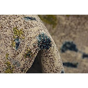 Unique Loom Estrella Collection Abstract, Modern, Light Colors, Distressed Area Rug, 9 ft x 12 ft, Blue/Beige