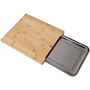 Lily’s Home Mess-Free Bamboo Cutting Board With Slide Out Drawer Tray, Large