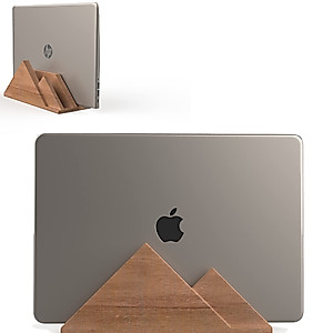 Mobashyr Wooden Dual Vertical Laptop Stand Mountain Laptop Stand Vertical with Thickness Up to 0.98" (25mm) Fits Most Laptop - MacBook pro Vertical Stand