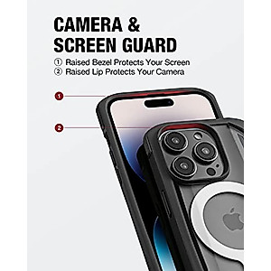 RAPTIC Secure Compatible with MagSafe for iPhone 14 Pro Case, Military Grade 13ft Drop Protection, Strong Magnetic, Shockproof & Anti-Scratch, 6.1 inch, Charcoal