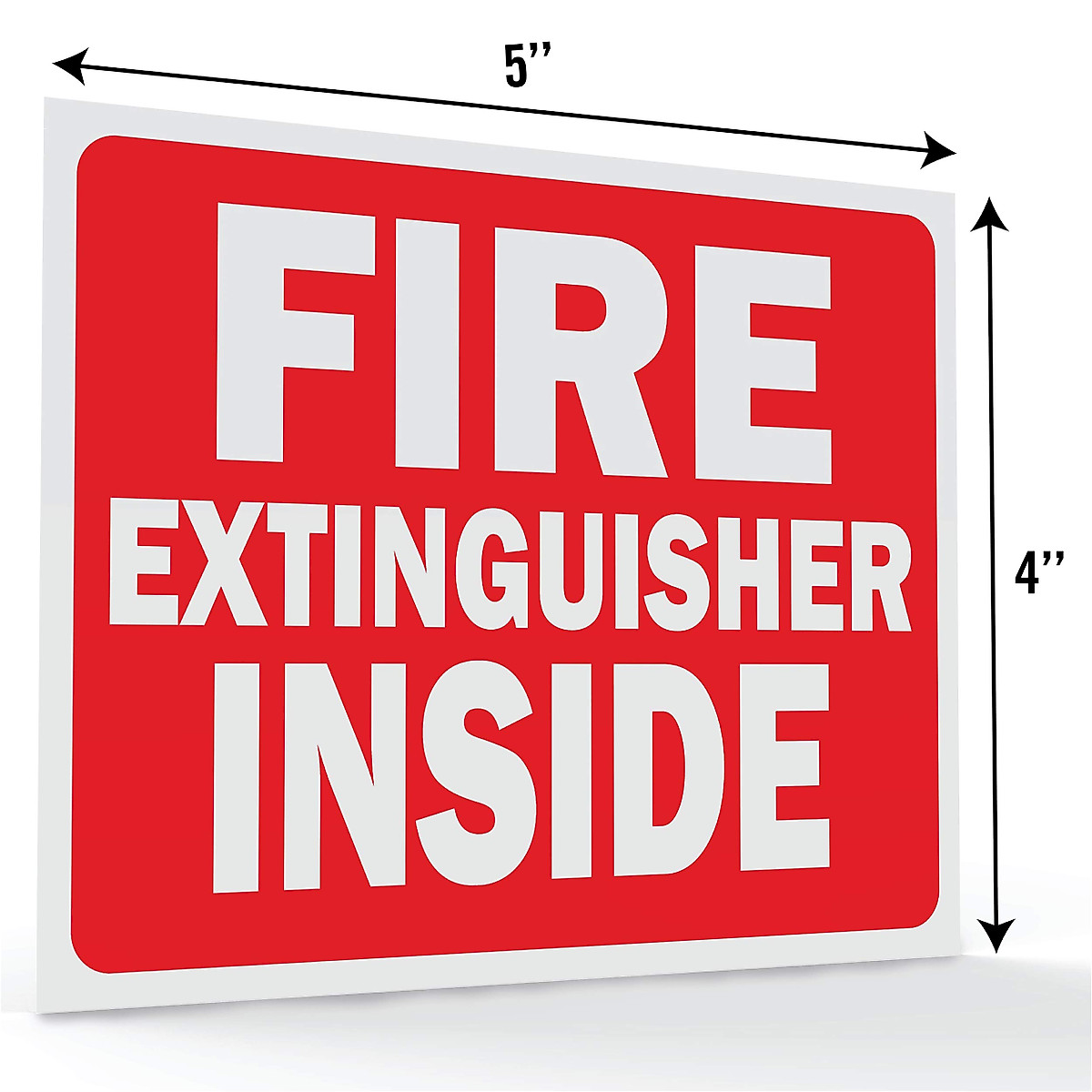 Fire Extinguisher Inside Sticker Sign - Safety Signs - 5 Pack - 4" X 5" - Durable Self Adhesive, Weatherproof & UV Protected - Red/White in Color - Ideal Decals for Trucks, Cabinets or Equipment