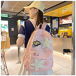 hunmui Y2k Backpack, Cute Kawaii Aesthetic Backpack for Women, Portable Daypacks for Travel (Pink)
