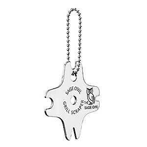 Sage Owl Stainless Steel Grill Scraper Tool - BBQ Gifts for Women Who Has Everything - Dishwasher Safe Bristle Free Grill Cleaning Brush Alternative - Mens Stocking Stuffers for Christmas