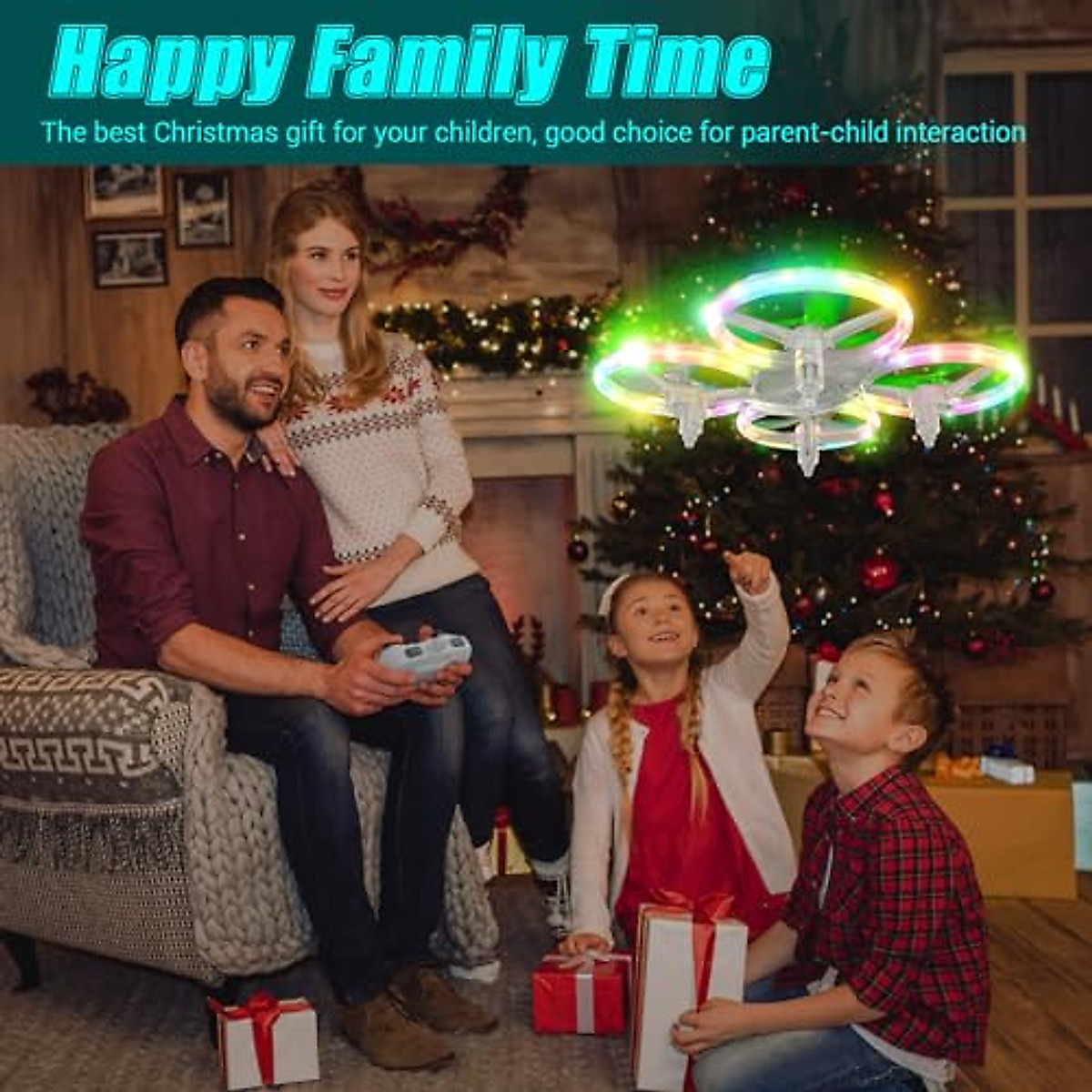 NXONE Drone for Kids and Beginners Mini RC Helicopter Quadcopter Drone with 7 color LED Lights, Altitude Hold, Headless Mode, with Remote Control (White Green)