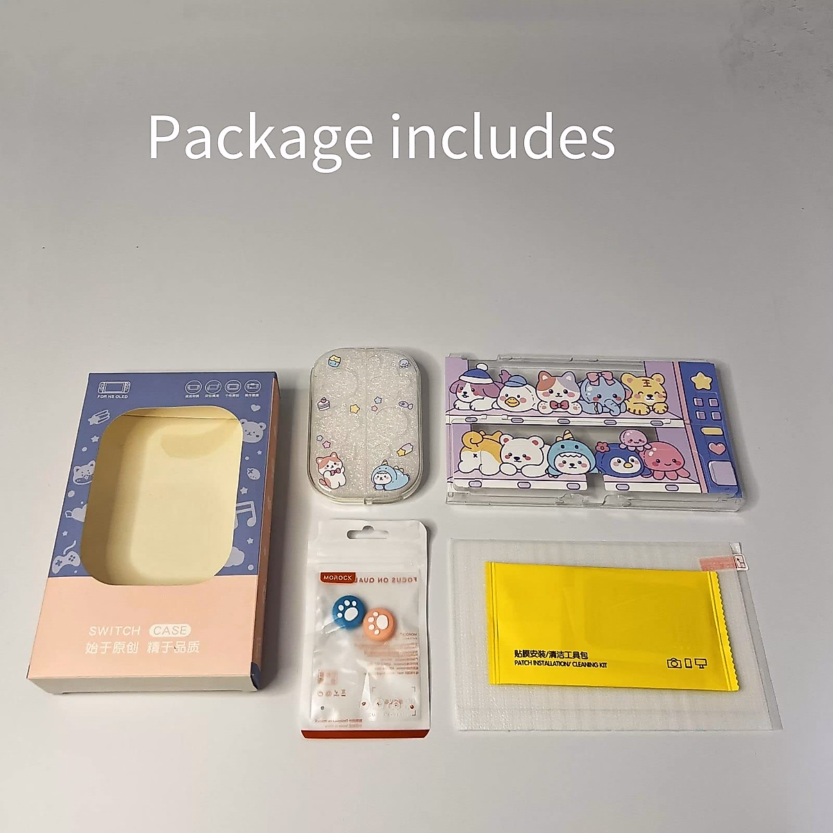 ENFILY Cute Case Compatible with Nintendo Switch OLED 2021, Dockable Case Cover, Ergonomic Soft TPU Grip Case for Joycon, Sparkle Skin Set with Screen Protector and Thumb Caps