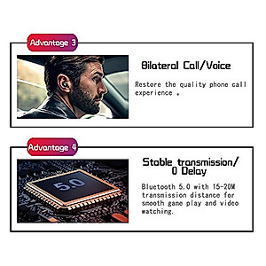 KENKUO Wireless Earbuds, Powerful Customized Sound and Premium Deep Bass, Built-in 4 Mic, Button Control, IPX6 Waterproof Bluetooth Earbuds, Earphones Compatible with Android & iPhone, Purple