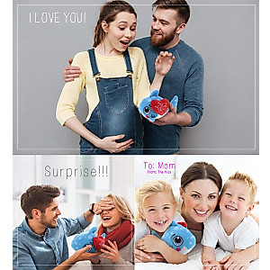 DolliBu I Love You Valentine Plush Blue Shark - Cute Shark Stuffed Animal with I Love You Plush Red Heart and Name Personalization Shark Gift for Valentines Day, Birthday, Romantic Date, 5.5 Inches