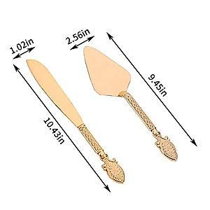 European Style Wedding Cake Knife and Server Set Exquisite Cake Cutting Set for Wedding Cake Cutting Set for Wedding (Gold-1)