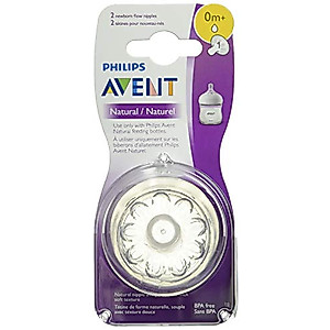 Philips Avent Natural Baby Bottle Nipple, Newborn 0M+, 2pk, SCF651/23