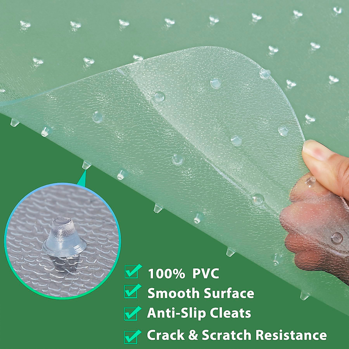 Nova Microdermabrasion Office Chair Mat for Carpet Computer Chair Mat Desk Chair Mat for Carpeted Floors Anti-Slip Floor Protector for Home Office (Carpet Mat with Lip, 48"x36" 2PCS)