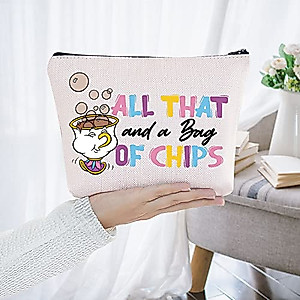 BWWKTOP Chip Makeup Bag Beauty Cartoon Inspired Gifts All That And A Bag Of Chips Makeup Zipper Pouch Bag Chip Merchandise (Bag Of Chips)
