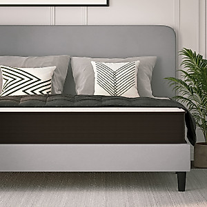 BizChair Dream 10 Inch Hybrid Mattress in a Box, High Density Foam and Pocket Spring Mattress, CertiPur-US Certified Foam, King, White/Black