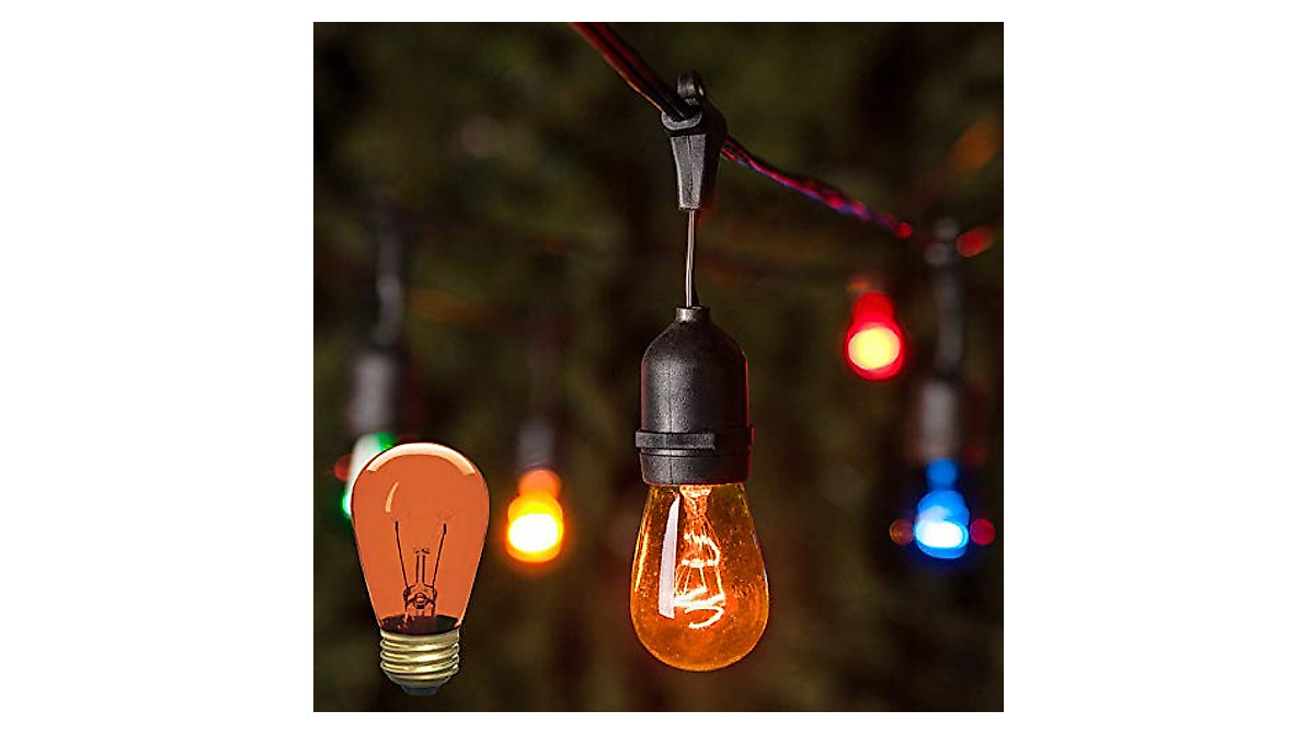 Incandescent S14 Edison Light Bulbs - Amber 12 Pack