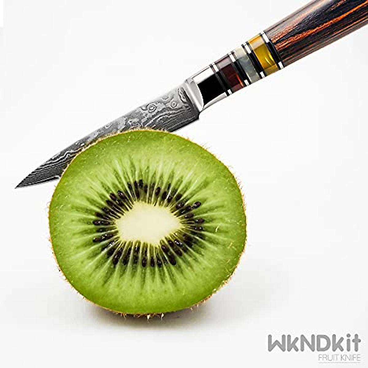 WKNDKIT Damascus VG-10 Stainless Steel Small 3.5 inch Paring knife japanese Kitchen knife with wood Handle, Super Sharp, Fancy Fruit and vegetable Knife