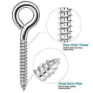 DihZoks 12 Pack 3.2 Inches Screw Eyes, Eye Hooks Screw in Heavy Duty, Eye Bolt, Long Eye Screws Ring, Swing Hooks for Hammock Stand, Swings Chair, Yoga, Indoor & Outdoor, Self Tapping Screws