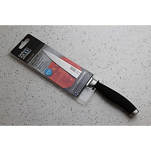 Taylors Eye Witness Syracuse Serrated Utility Kitchen Knife - Professional 13cm/5” Cutting Edge, Multi Use. Ultra Fine Toothed, Razor Sharp Blade. Soft Textured Grip Matte Black Handle.