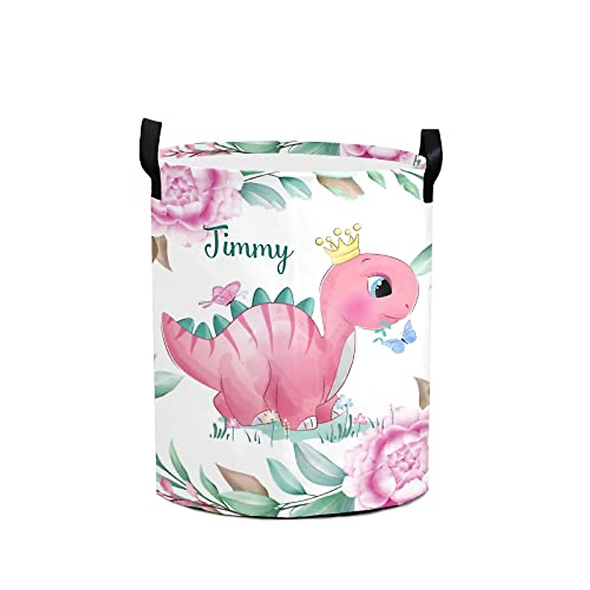 Crown Dinosaur Jungle Personalized Laundry Hamper with Handles Waterproof,Custom Collapsible Laundry Bin,Clothes Toys Storage Baskets for Bedroom,Bathroom Decorative Large Capacity 50L