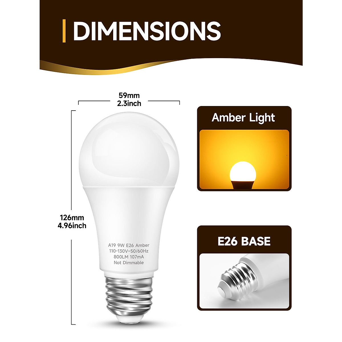 UNILAMP Sleep aid Light Bulb, 9W Amber Warm Light Bulbs 1800K, Blue Light Blocking Dim Light Bulbs 60W Equivalent, Mood Soothing Light, E26 for Bedroom and Baby Nursery Light, 2 Pack