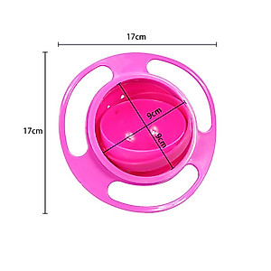 Gyro Bowl Funny 360 Degree Rotate Spill-Proof Bowl with Lid Feeding Without Mess Toy for Toddler Baby Kids Children,Pink