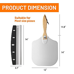 Lituford Master the Art of Pizza Making with Our Complete Pizza Oven Set and Accessories - Includes 12" x 14” Pizza Peel and Cutter with 14" Blade - Perfect for Indoor and Outdoor Cooking!