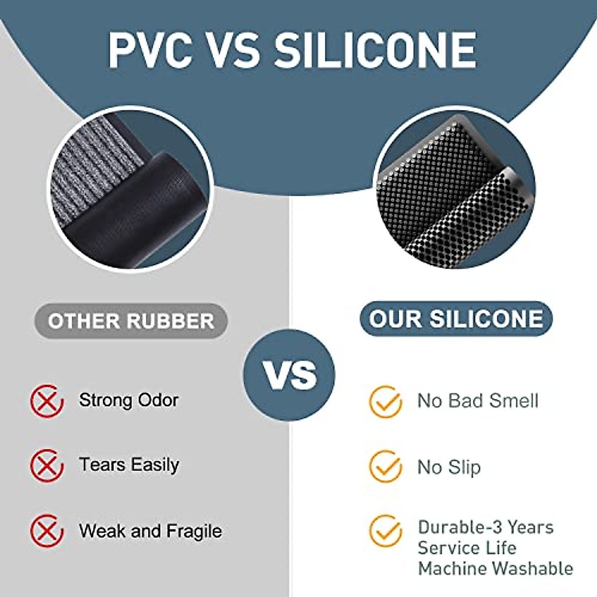 ESTHELLO Door Mat, Silicone Front Door Welcome Doormat, Non Slip Rugs for Indoor Outdoor, Machine Washable Low Profile Entrance Mat, Black Quick Dry Floor Mat Rugs for Kitchen Bedroom Restroom