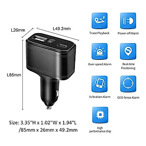 TKSTAR Car GPS Tracker Device - Hidden GPS Tracker for Vehicles, GPS Locator with USB & Type-C Charging Port, Hidden Tracking Devices Compatible with 9-32V - TK818