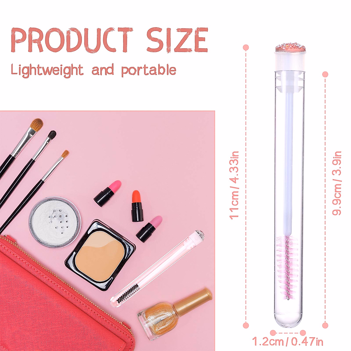 Dming 10pcs Eyelash brush Lash Wand Makeup tool Eyelash Extension supplies Cleaning brush Diamond Mascara mix color