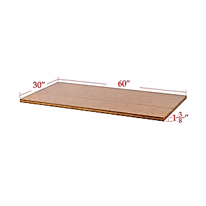 Home Soft Things Eco-Friendly Natural Bamboo Thick Tabletop, Parallel Pressure, 60" x 30" x 1.375" H, Boonliving Rectangular Rustic Solid Wood Slab Desk Table Top Countertop for Home and Office