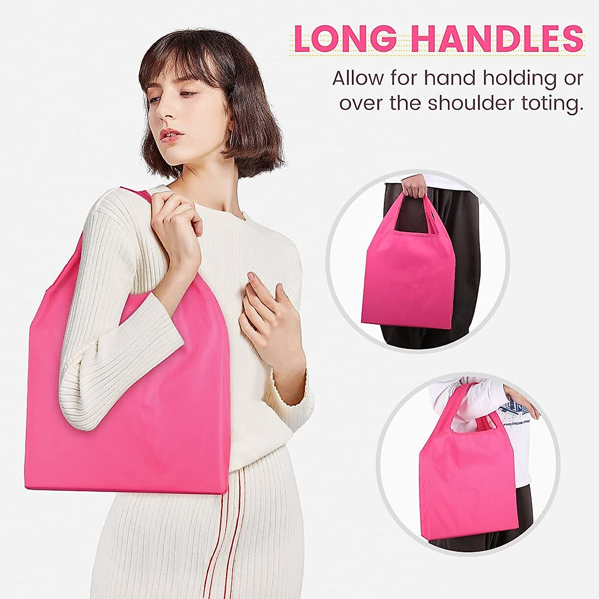 Reusable Grocery Bags 10 Pack, Foldable Machine Washable Reusable Shopping Bags, Durable and Lightweight (Black,Plum Red,Navy,Dark Gray,Blue)