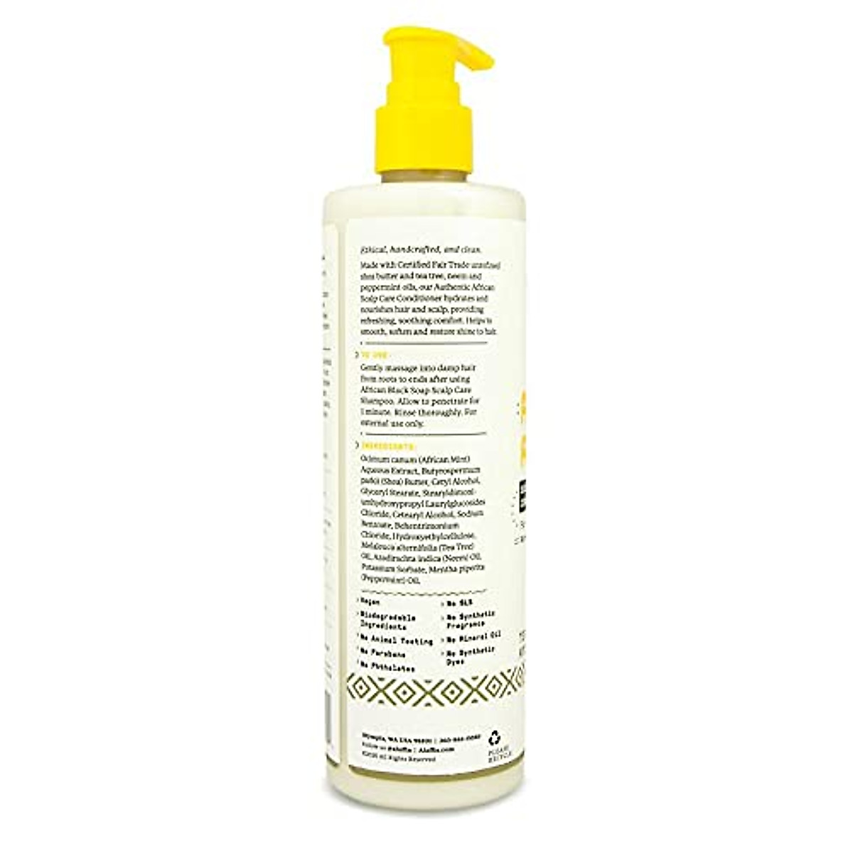 Alaffia Authentic African Black Soap Scalp Care Shampoo and Conditioner - For All Hair Types Normal to Dry Scalp, Nourishes & Soothes the Scalp with Shea Butter & Neem Oil, Tea Tree & Mint, 12 Oz Each