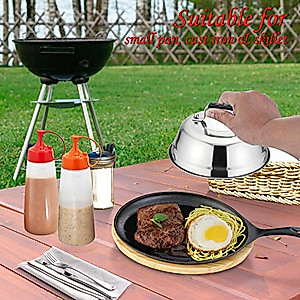 6.5In Cheese Melting Dome, HaSteeL Stainless Steel Small Round Basting Steaming Cover, Heavy Duty Griddle Grill Accessories for Kitchen Cooking Flat Top BBQ Indoor & Outdoor, Dishwasher Safe - 4 Packs