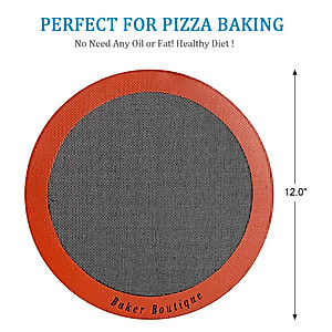 Perfect Pizza Mat Non-Stick Silicone Baking Cake Liner, 12" Round Heat Resistant Toaster Pad, Reusable Perforated Steaming Mesh for Bread/Cookie/Pastry (Orange)