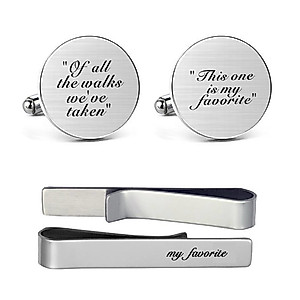MUEEU Father Wedding Cufflinks Engraved of all the Walks We Have Take This One is my Favorite Round Cuff link Tie Clip Tacks