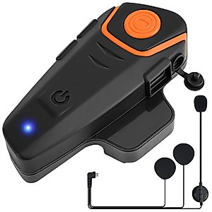 MAXTO Motorcycle Helmet Bluetooth Headset,BT-S2 2-Way 1000M Intercom 2 Riders Helmet Communication Systems kit,Wireless FM Radio (BT-S2 Hard Mic 1PACK)